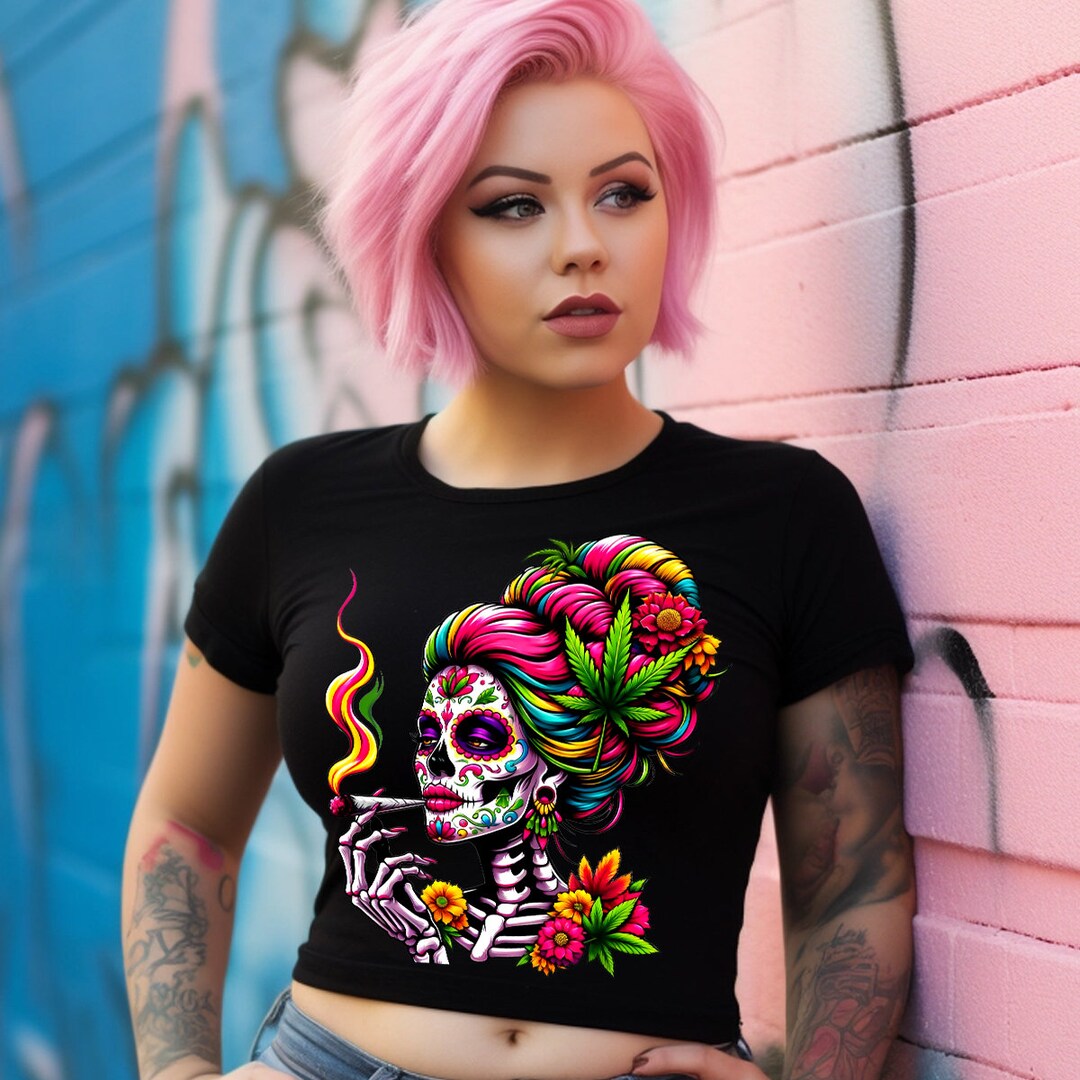 Sugar Skull Stoner Skeleton PNG, Funny 420 Cannabis Sublimation Design ...