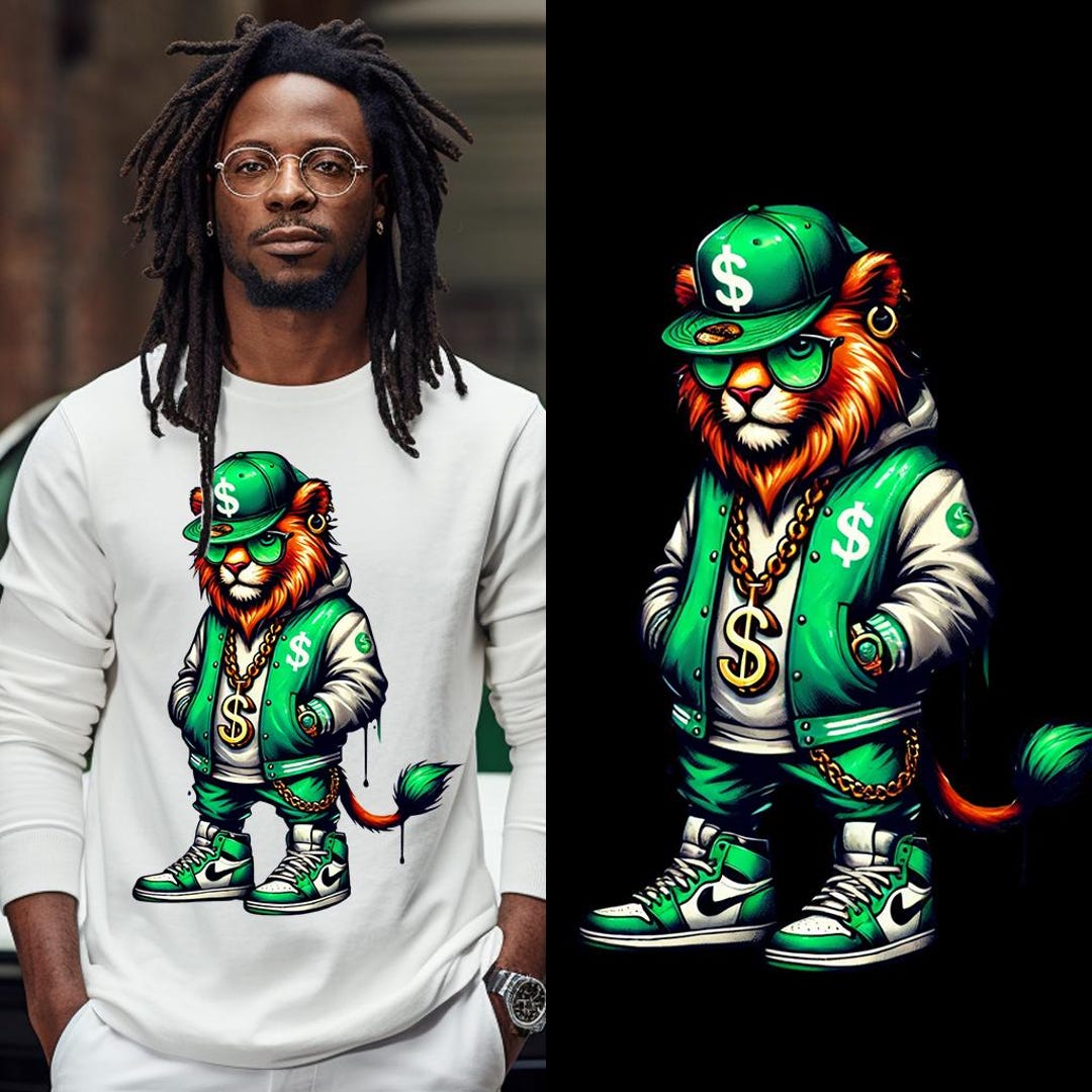Gangster Lion Green Png, Urban Sublimation Design, Graffiti DTF Clipart ...