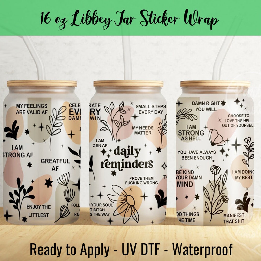 Daily Reminders Motivation Can Glass Jar UV DTF Sticker Wrap - Etsy