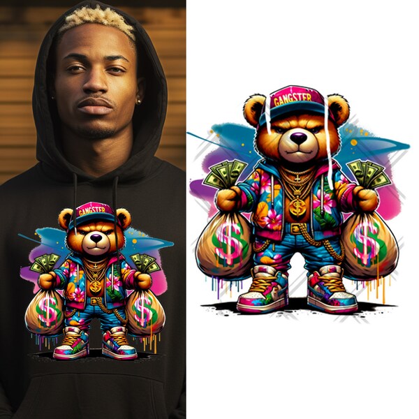 Gangster Teddy Bear Drawing - Etsy