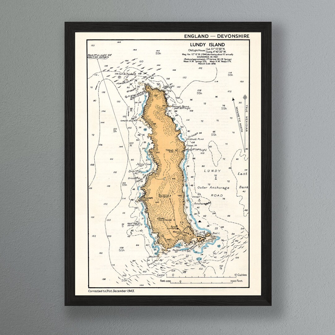 Lundy Island Vintage Reproduction Nautical Framed Print - Etsy