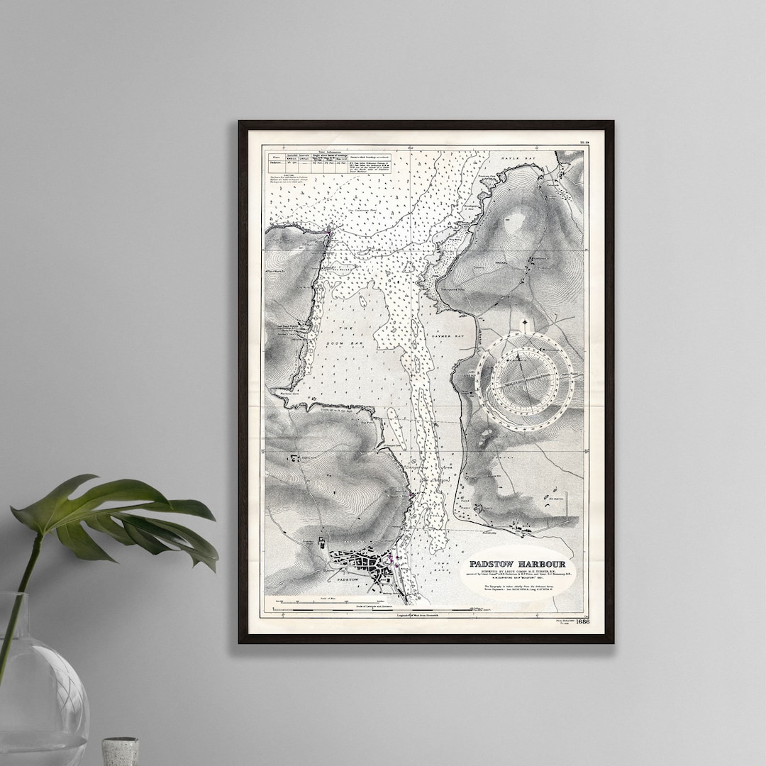 Padstow Harbour Vintage Nautical Print: Camel Estuary & Doom Bar ...