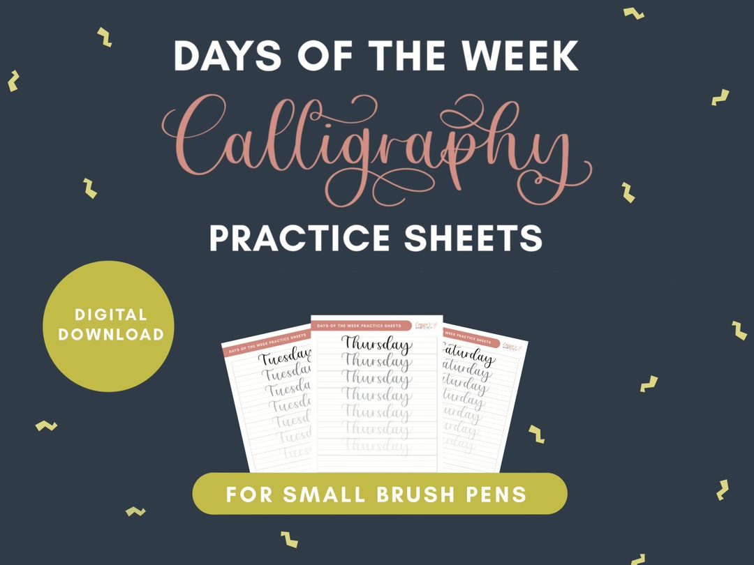 Days of the Week Brush Calligraphy Workbook, Learn Brush Lettering ...
