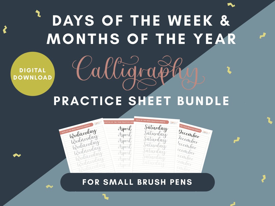 Days of the Week Months of the Year Brush Lettering Workbook, Traceable ...