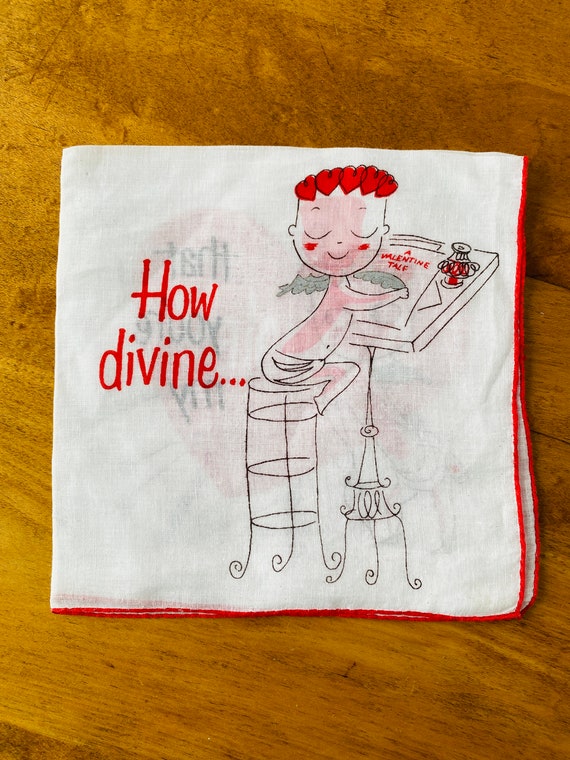 Vintage Welcher How divine Valentine's Day hanky - Gem