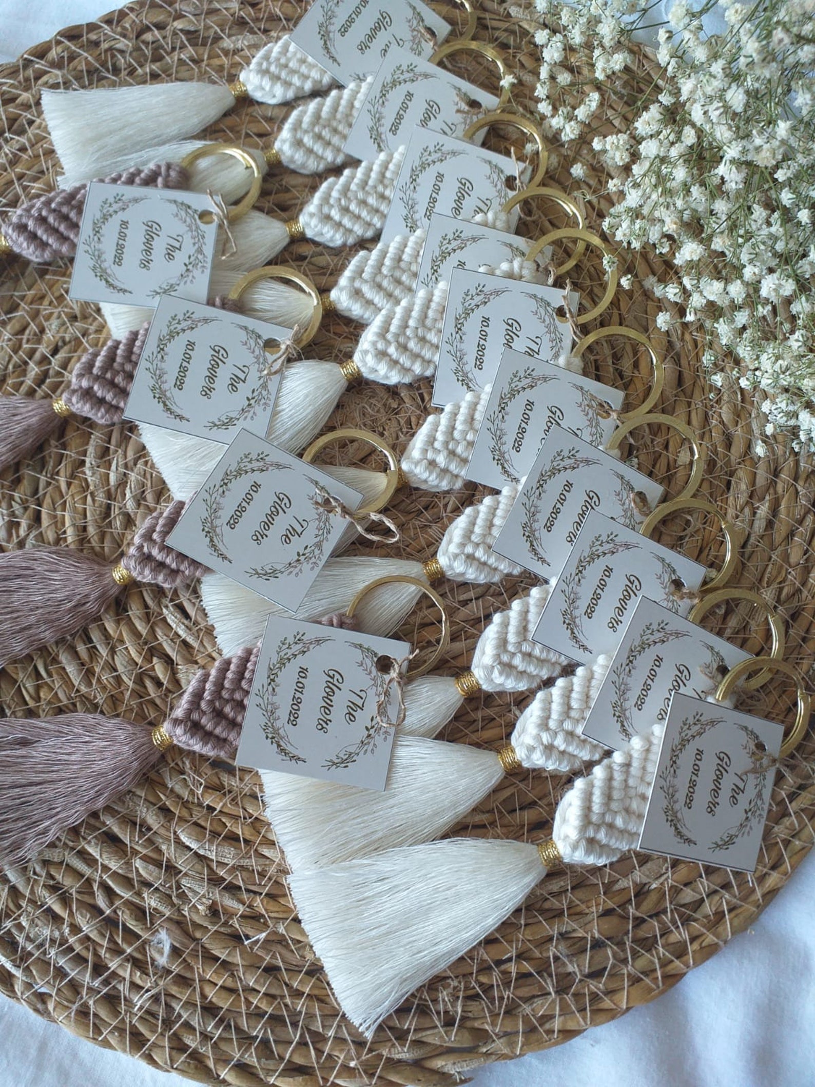Macramé Boho Keychain Baby Shower Gifts Personalized Boho - Etsy