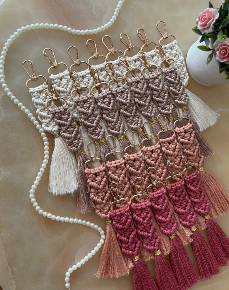 Macramé Boho Keychain Wedding Gifts Personalized Boho Baby - Etsy