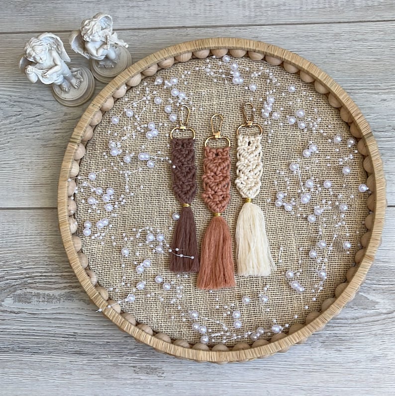Macramé Boho Keychain Wedding Gifts Personalized Boho Baby - Etsy