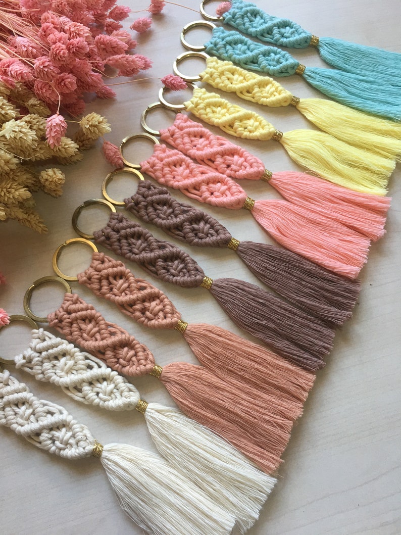 Macramé Boho Keychain Baby Shower Gifts, Personalized Boho Wedding ...