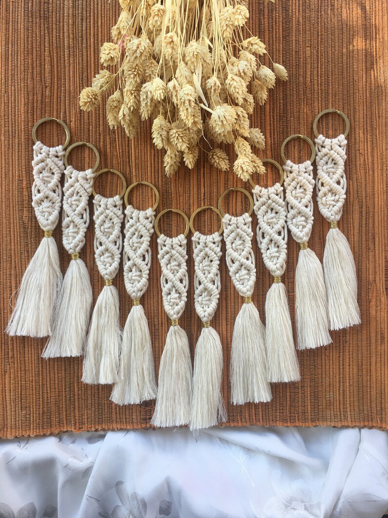 Macramé Boho Keychain Baby Shower Gifts, Personalized Boho Wedding ...
