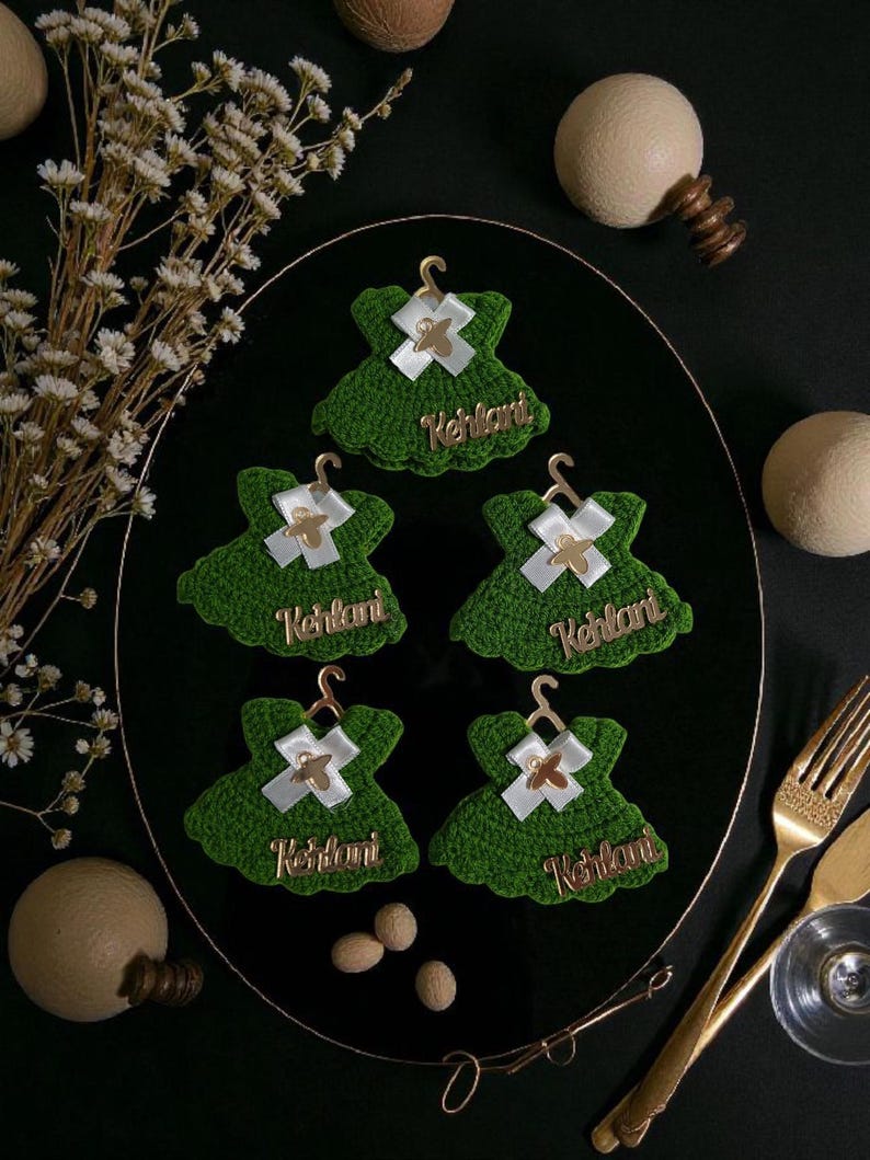 Personalized Crochet Mini Romper Favors W/ Hanger – Custom Name Baby ...