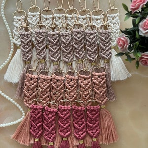 Macramé Boho Keychain Wedding Gifts, Personalized Baby Shower Favors ...