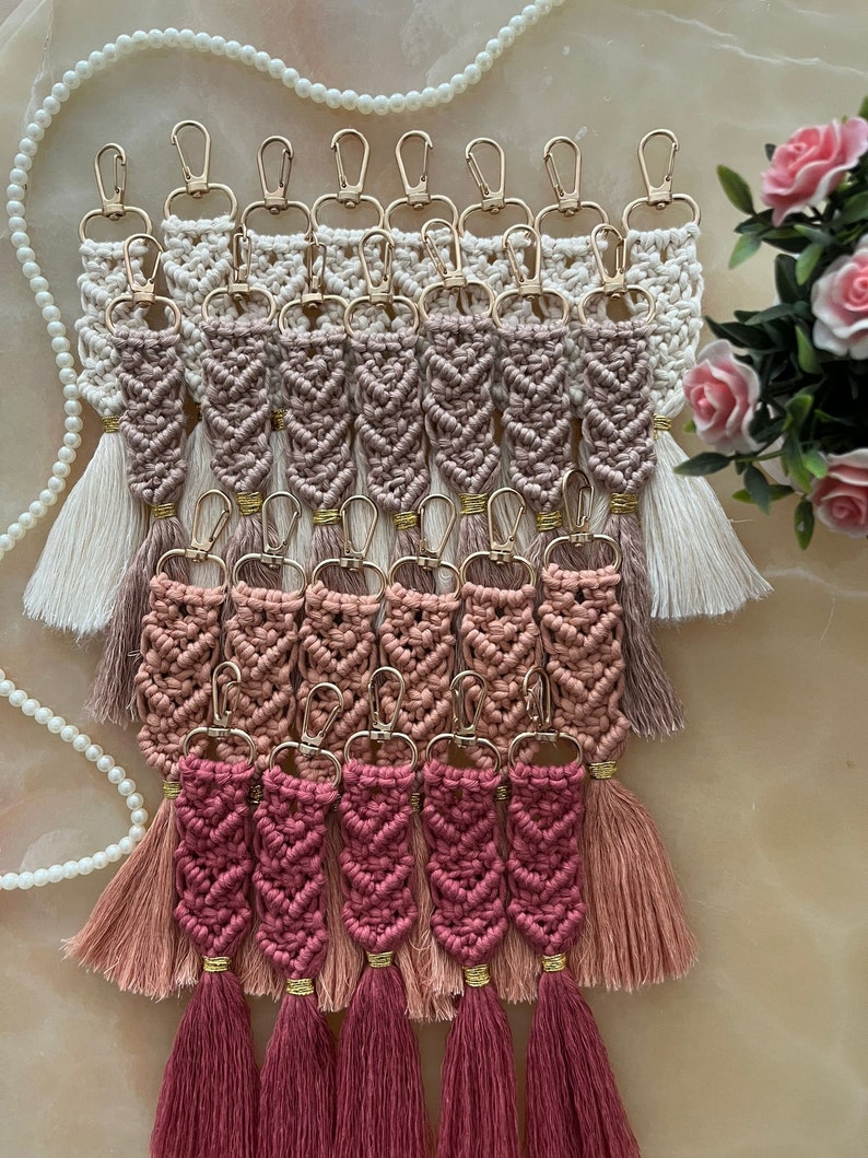Macramé Boho Keychain Wedding Gifts Personalized Boho Baby - Etsy