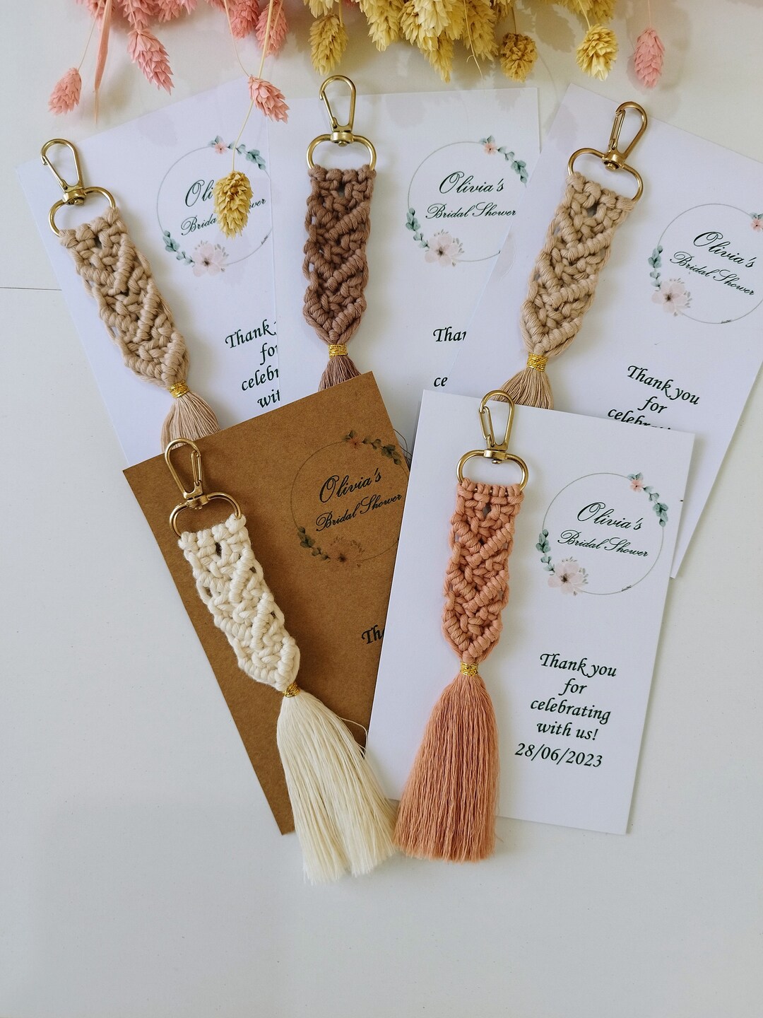 Macramé Boho Keychain Baby Shower Gifts, Personalized Boho Wedding ...