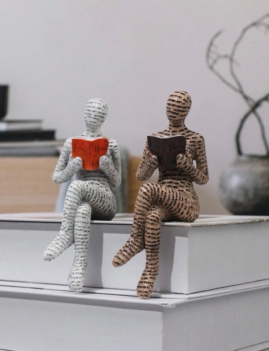 Resin Reading Book Figure Desk Decoration - Etsy