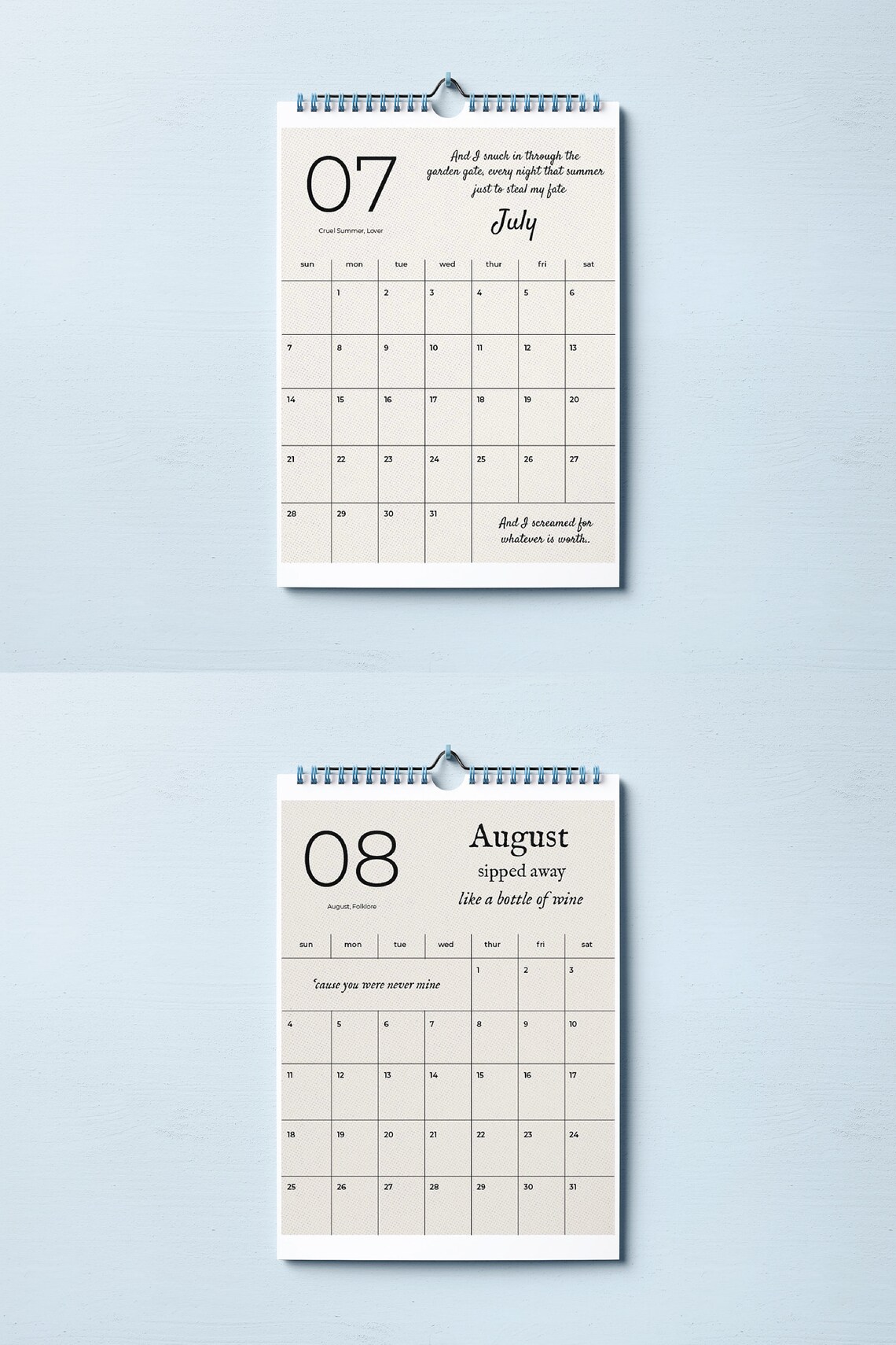 Taylor Swift Themed Calendar - Etsy