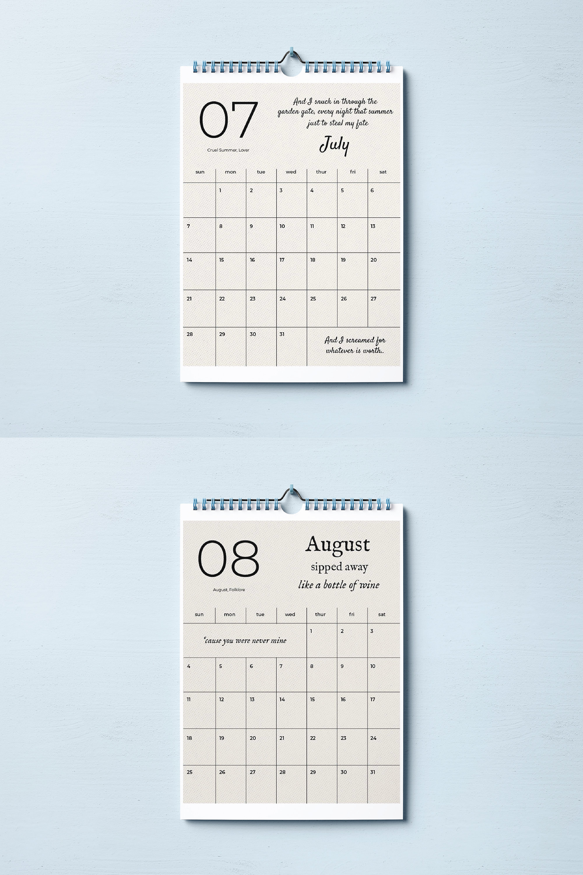 Taylor Swift Themed Calendar - Etsy