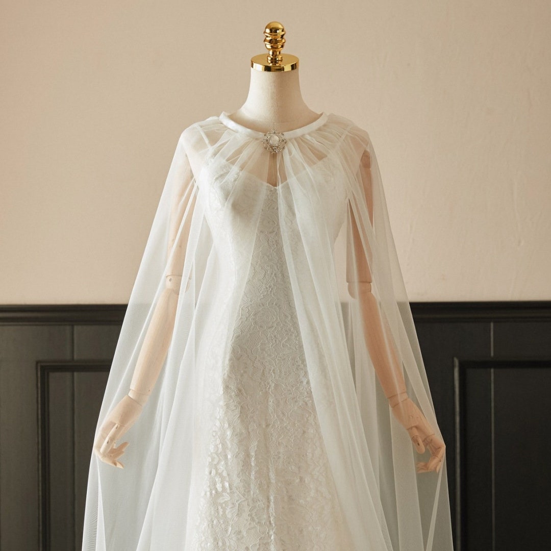 3M Wedding Cape Veil, Long Train Bridal Cape Veil, Plain Cathedral Cape, Modern Wedding Shoulder ...