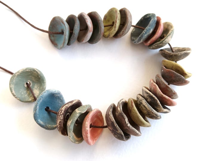 Cup Ceramic Beads - Unique Oval Beads, Antique, Crafted Beads, Earthy ...