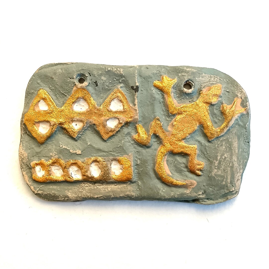Gold Lizard Beads Ceramic Tile Pendant - Ceramic Beads, Animal Beads ...