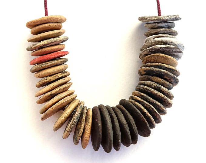 Flat Beads - Ceramic Beads, Crafted Beads, Antique, Rustic Beads ...