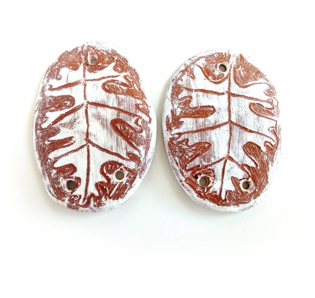 Handmade Ceramic Leaf Beads: Rustic Artisan Focal Beads - Etsy