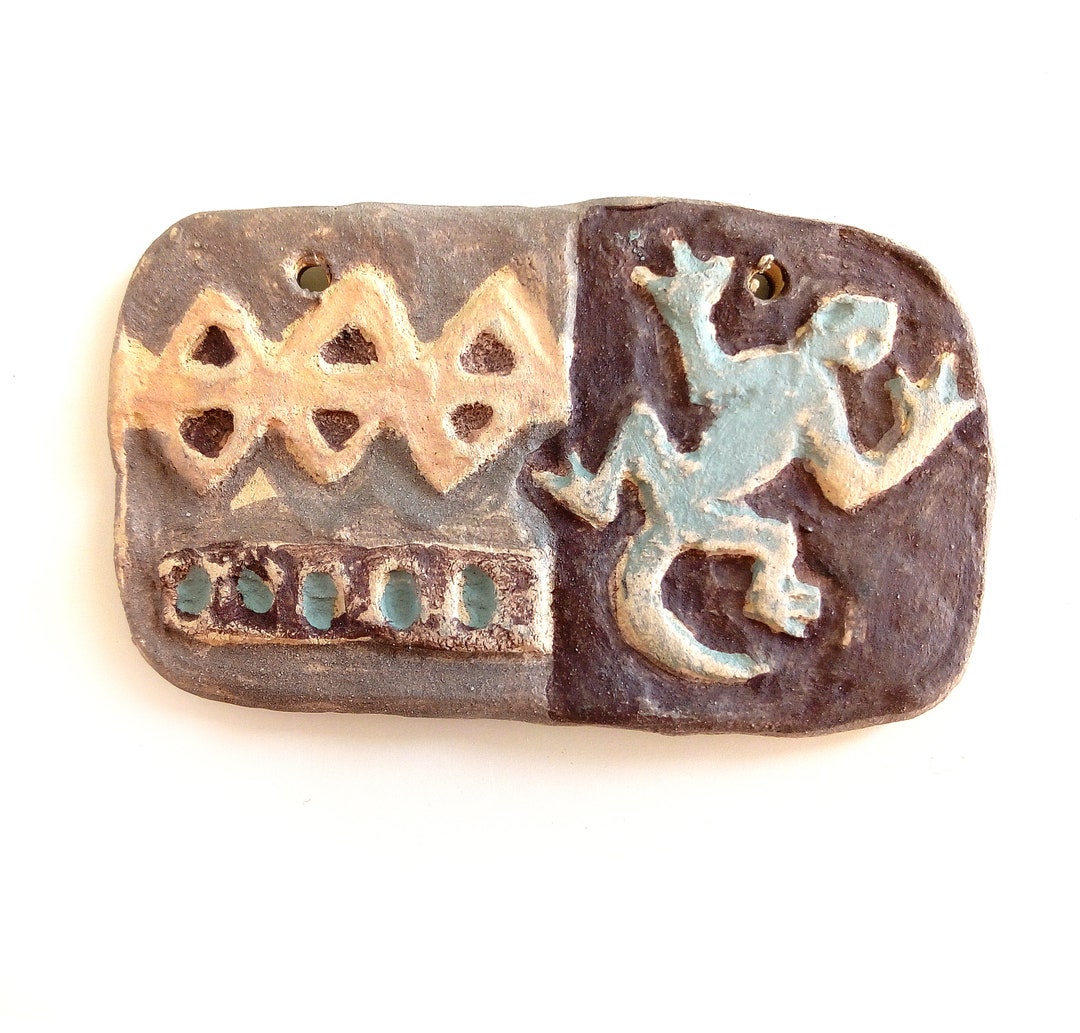 Lizard Beads Ceramic Tile Pendant - Ceramic Beads, Animal Beads, Matte ...