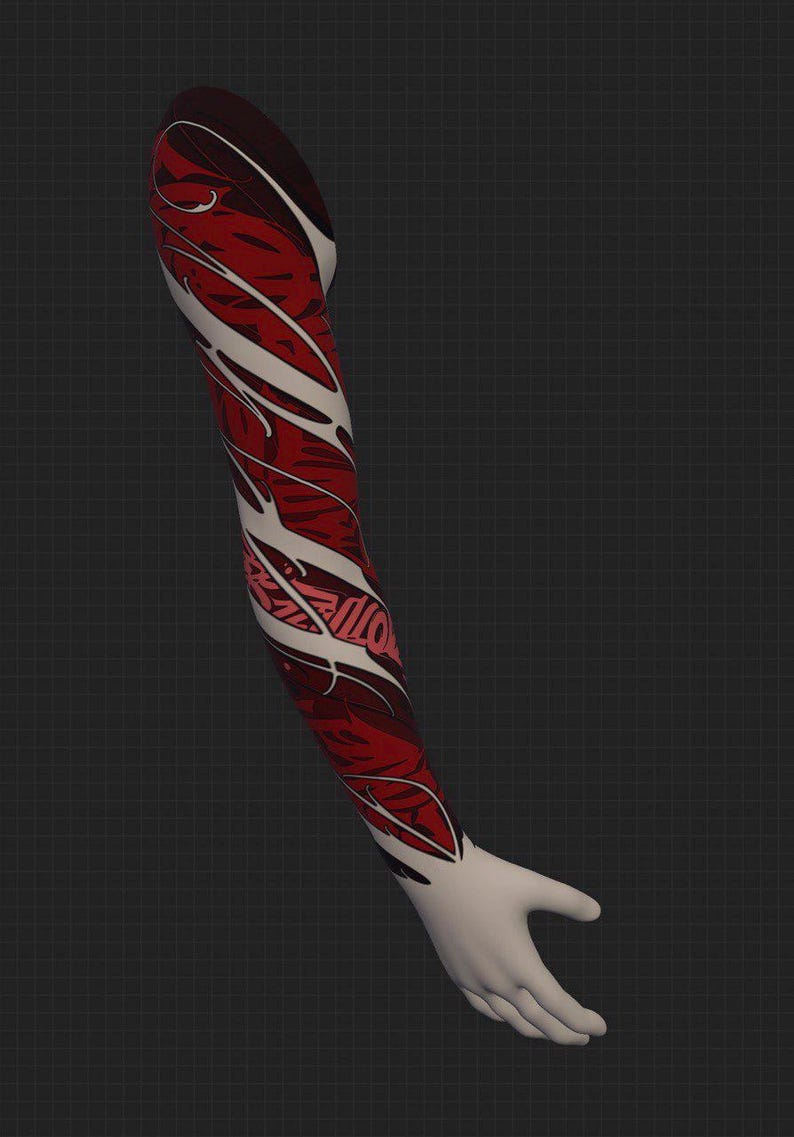Crimson Calligraphy – Full Arm Tattoo Sleeve Concept - Etsy