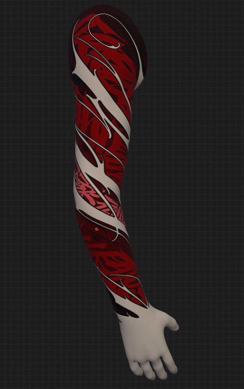 Crimson Calligraphy – Full Arm Tattoo Sleeve Concept - Etsy