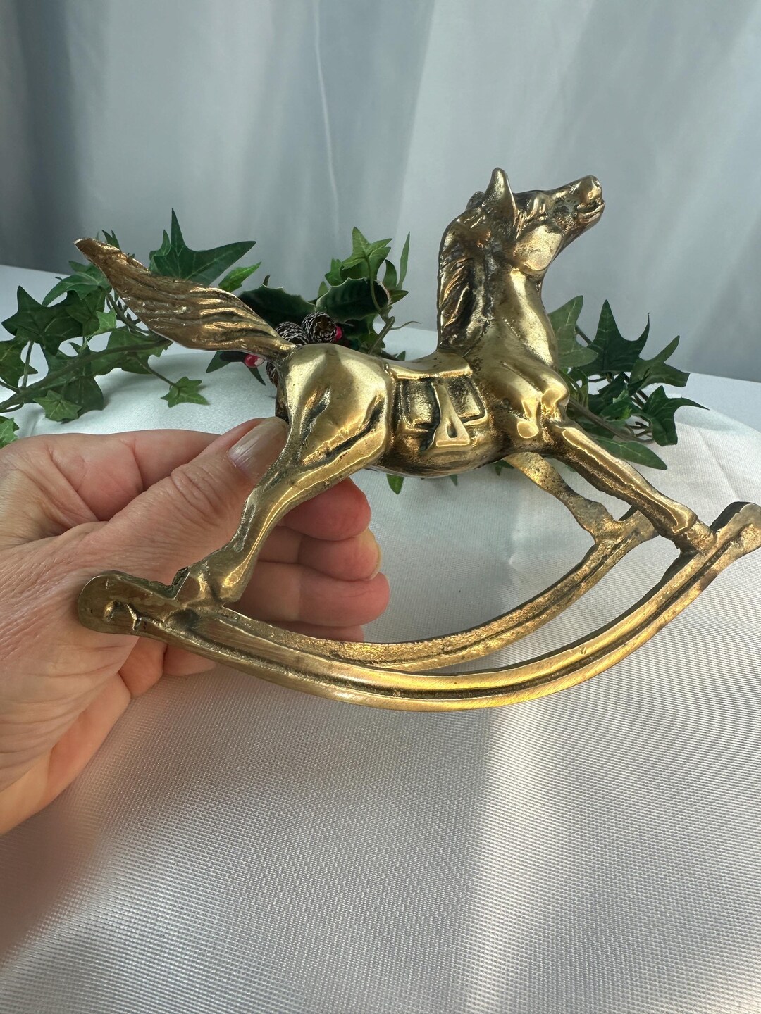 Vintage Solid Brass Rocking Horse/pony - Etsy