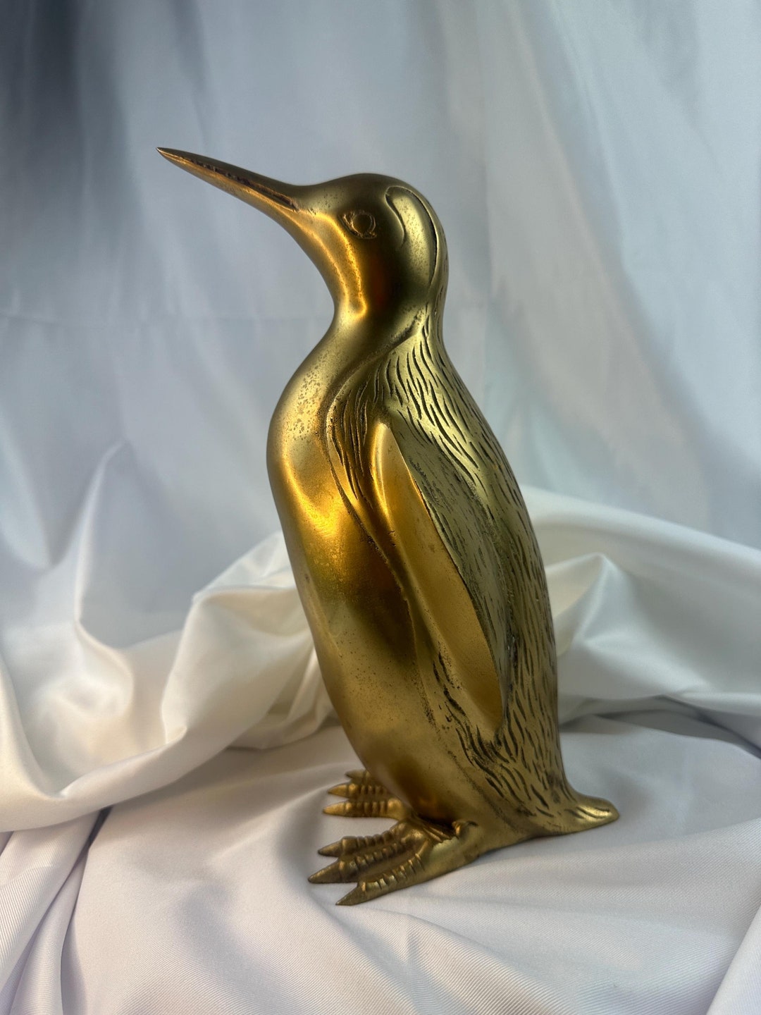 Vintage LARGE Brass Penguin Statue - Etsy