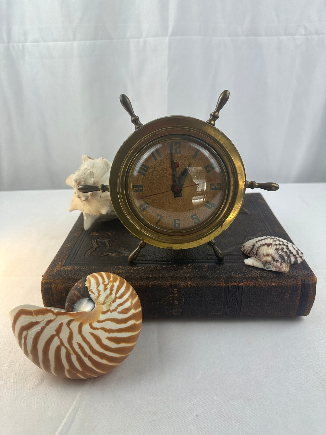 Vintage 1940’s Brass Ships Wheel /helm Desk Clock by Warren TELECHRON ...