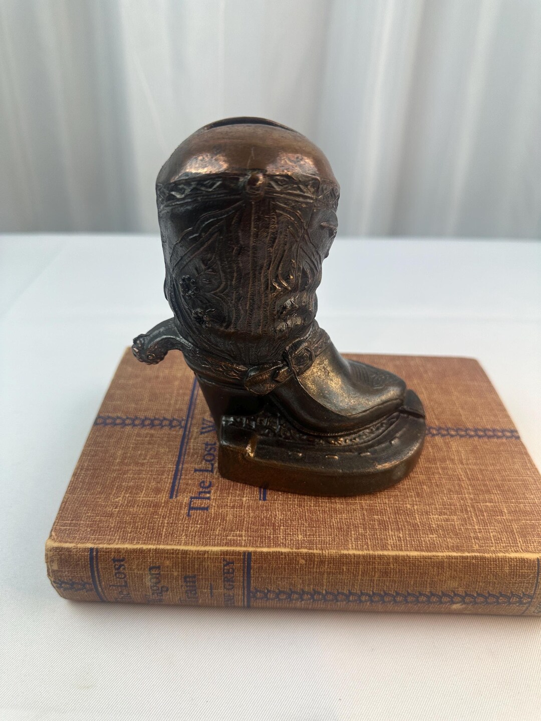 Vintage Pot Metal Cowboy Boot Coin Bank/bookend/western Decor - Etsy