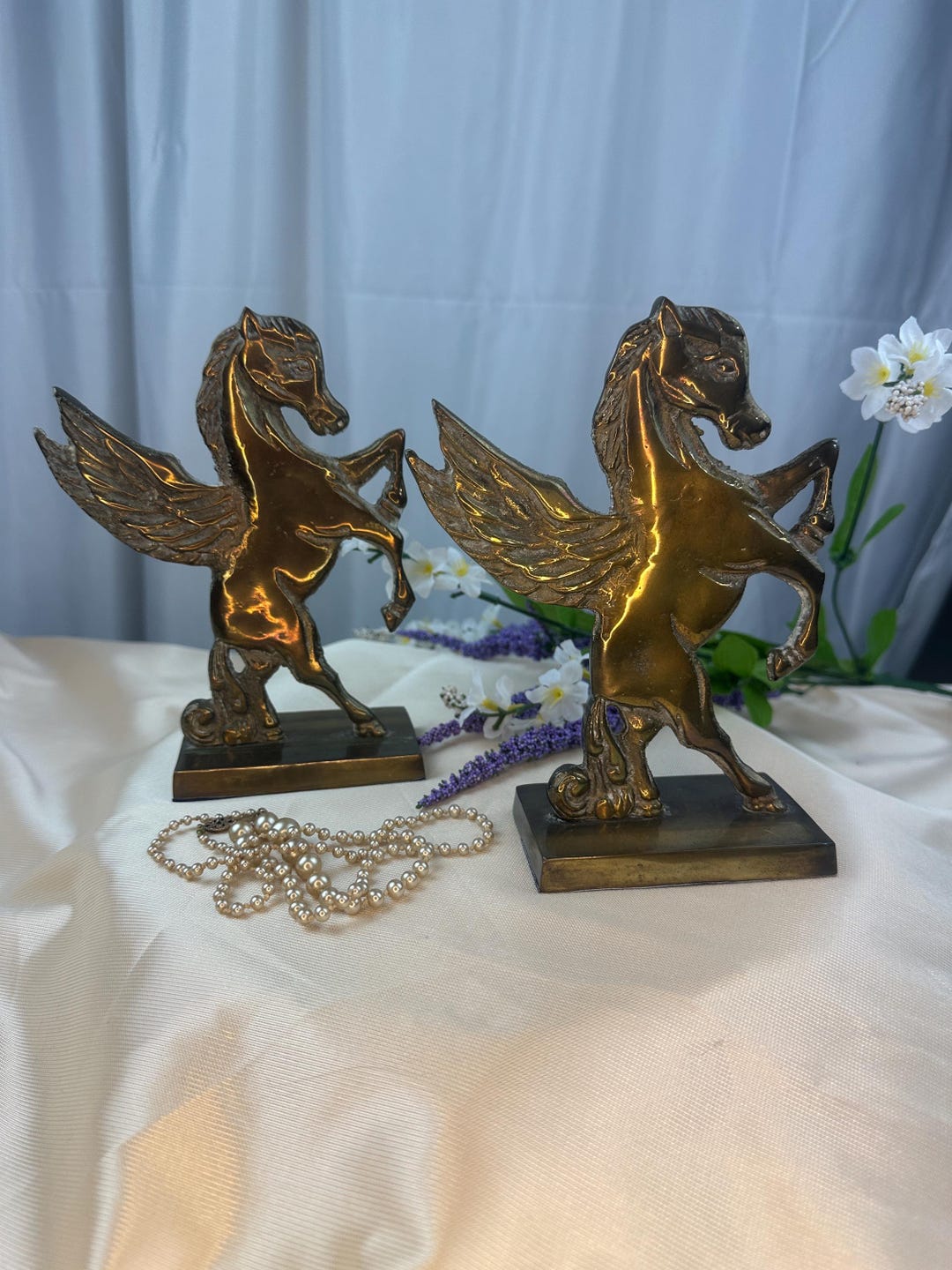 Vintage Brass Pegasus Two-sided Set of Bookends - Etsy