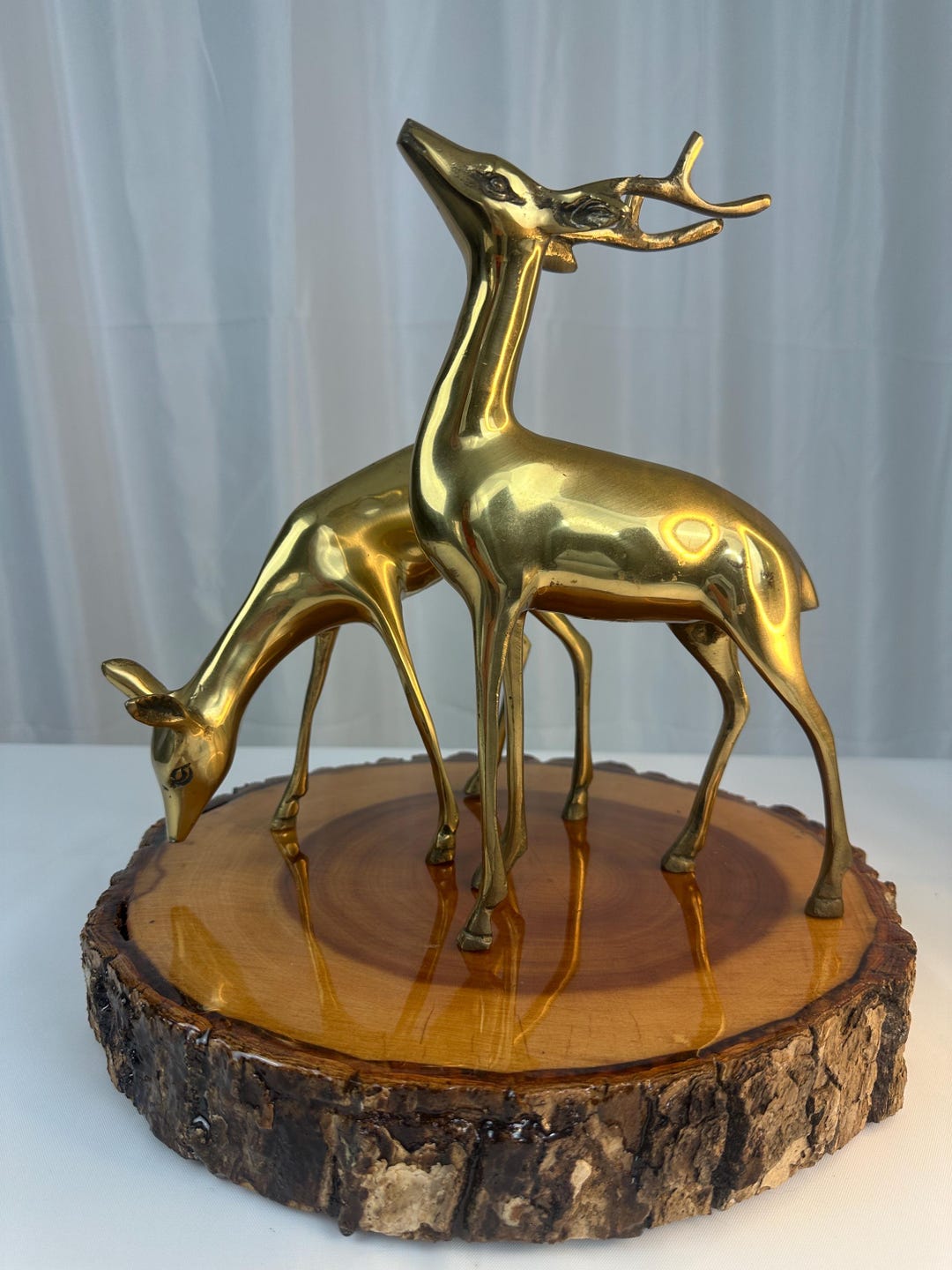 Vintage Brass Buck and Doe/ Pair of Deer Statues - Etsy