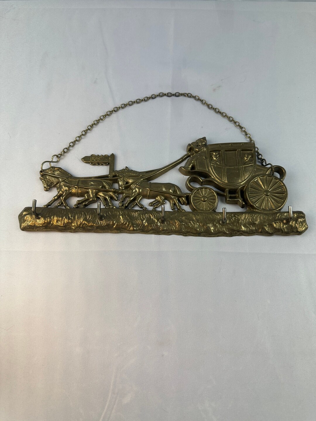 Vintage Brass Four Horse Carriage/buggy Key Holder for 5 Keys/leashes ...