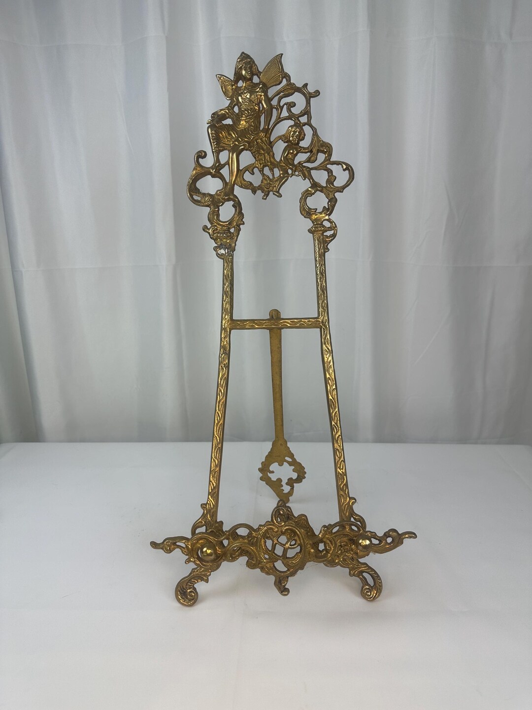 Vintage Large Brass Ornate Easel With Winged Fairy and Cherub - Etsy
