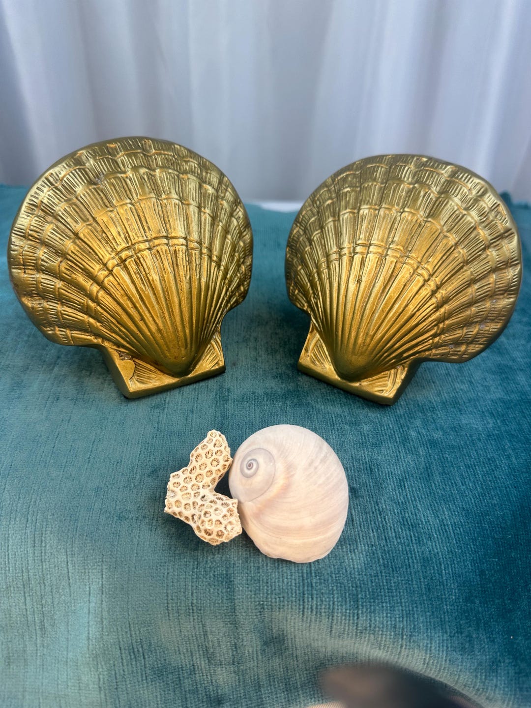 Vintage Gold Cast Metals Clamshell/scallop Set of Bookends - Etsy