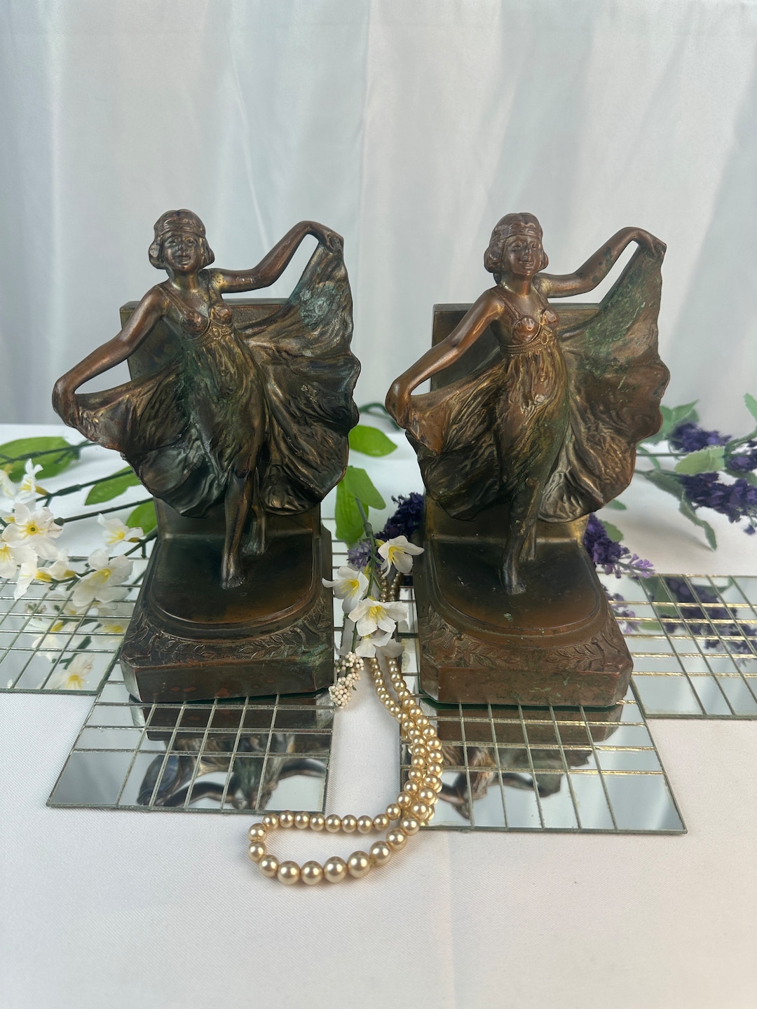 Antique RARE Art Deco SET of Bronze Dancing Lady/loie Fuller - Etsy