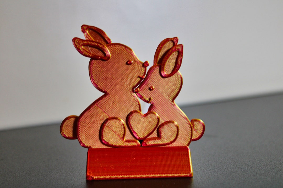 Charming 3D Printed Rabbit Figurine With Heart Symbol - Etsy