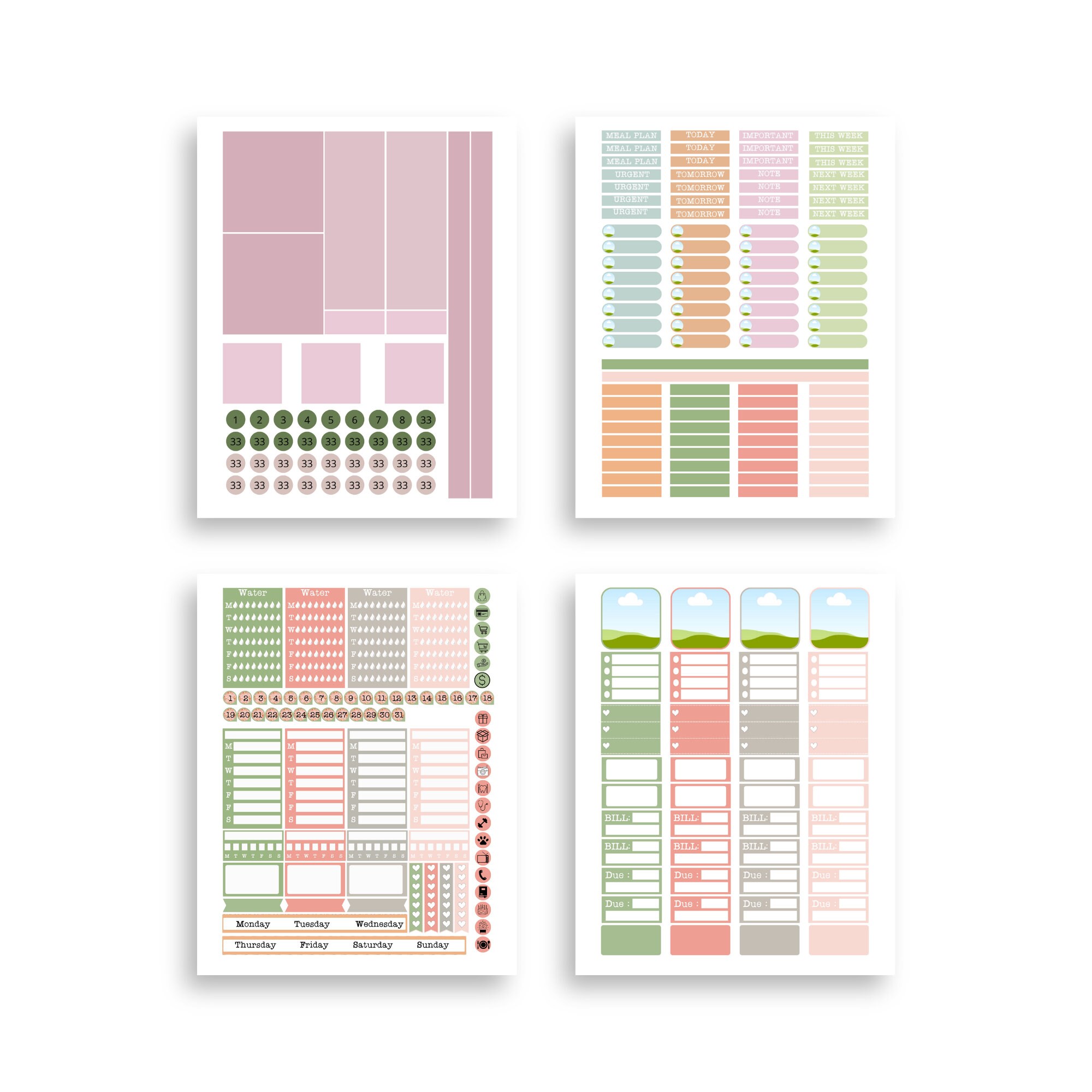 Planner Sticker, Bundle for Happy Planner Classic, 8 Assorted Template ...