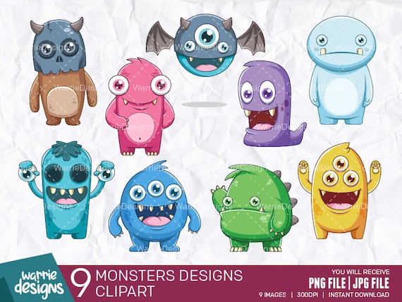 Monsters Clipart Set Cute Monsters Clipart Monters Kids - Etsy Canada