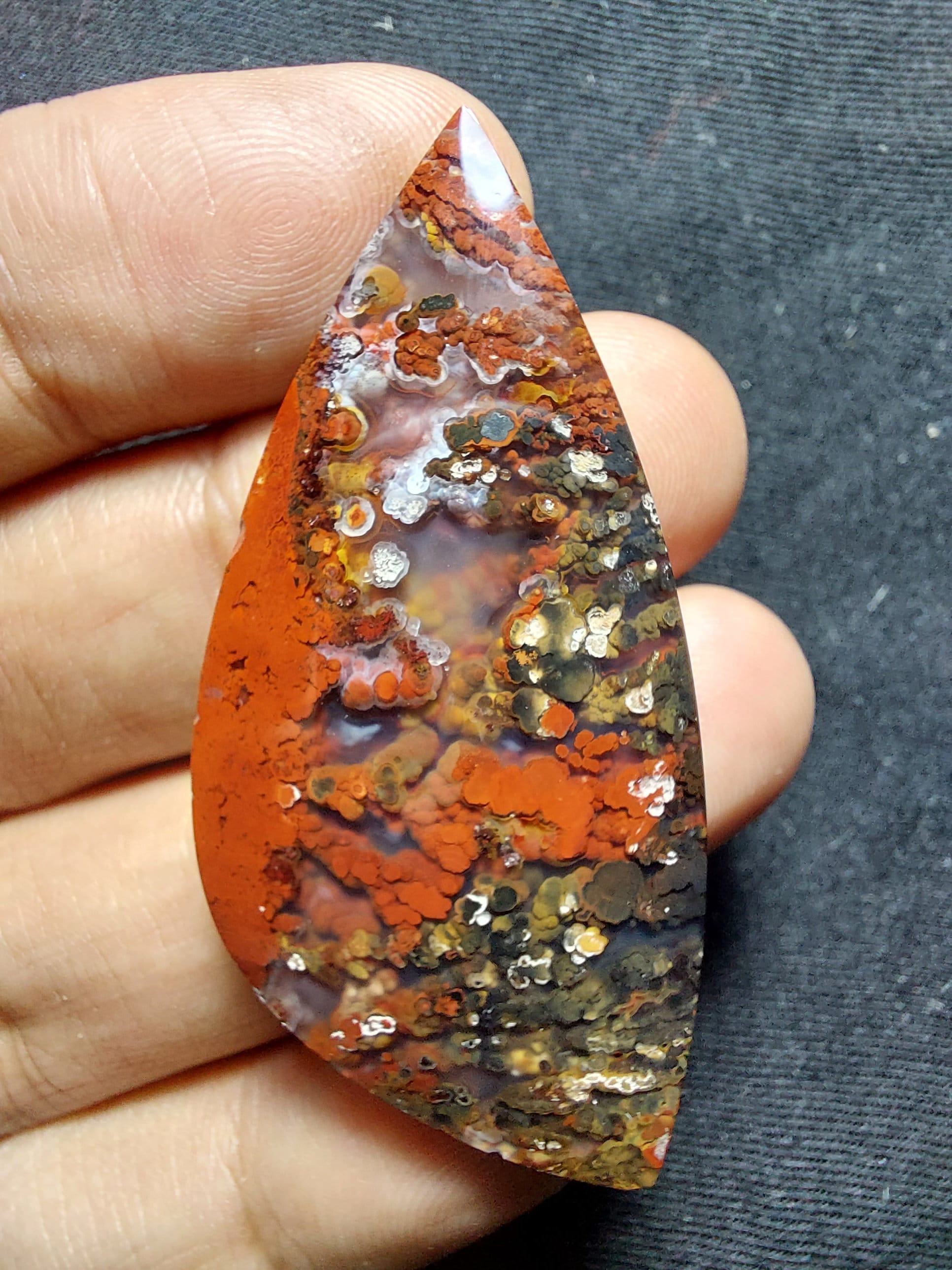 Rare Graveyard Point Plume Agate Cabochon 26x53x5 Mm Flower Agate ...