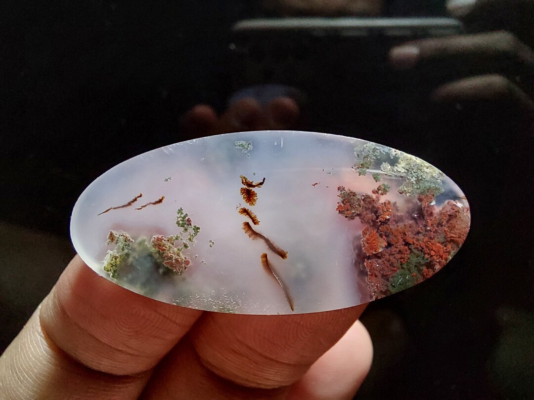 Indonesian Java Moss Agate Cabochon Size 17x38x5 Mm, Moss Agate Pendant ...