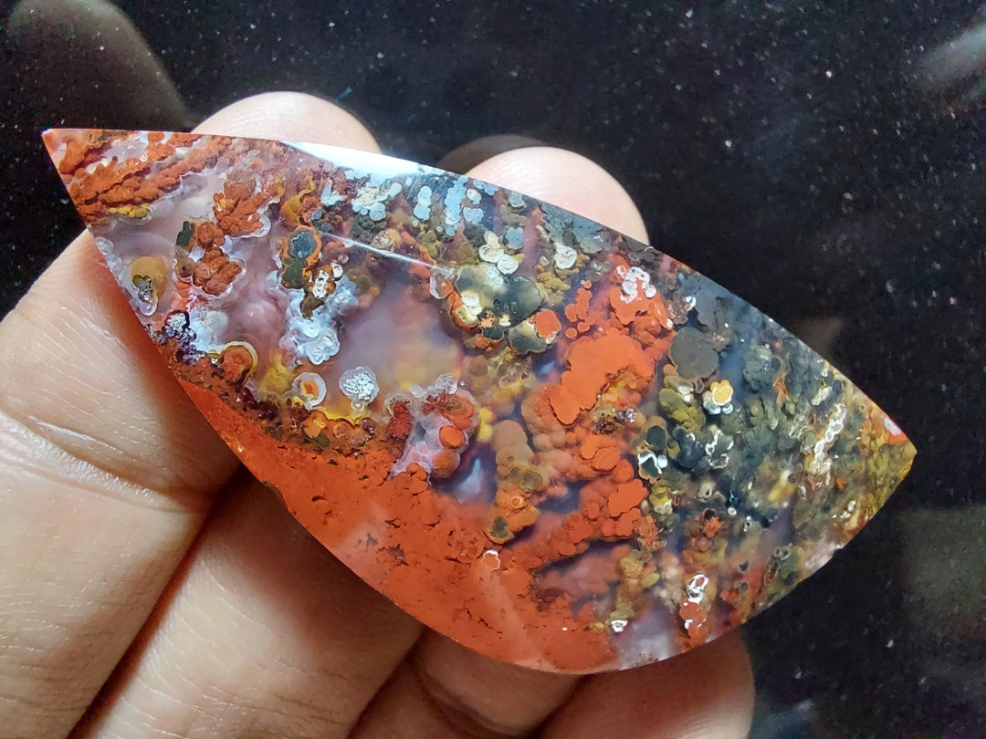 Rare Graveyard Point Plume Agate Cabochon 26x53x5 Mm Flower Agate ...