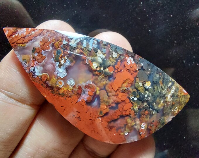 Rare Graveyard Point Plume Agate Cabochon 26x53x5 Mm Flower Agate ...