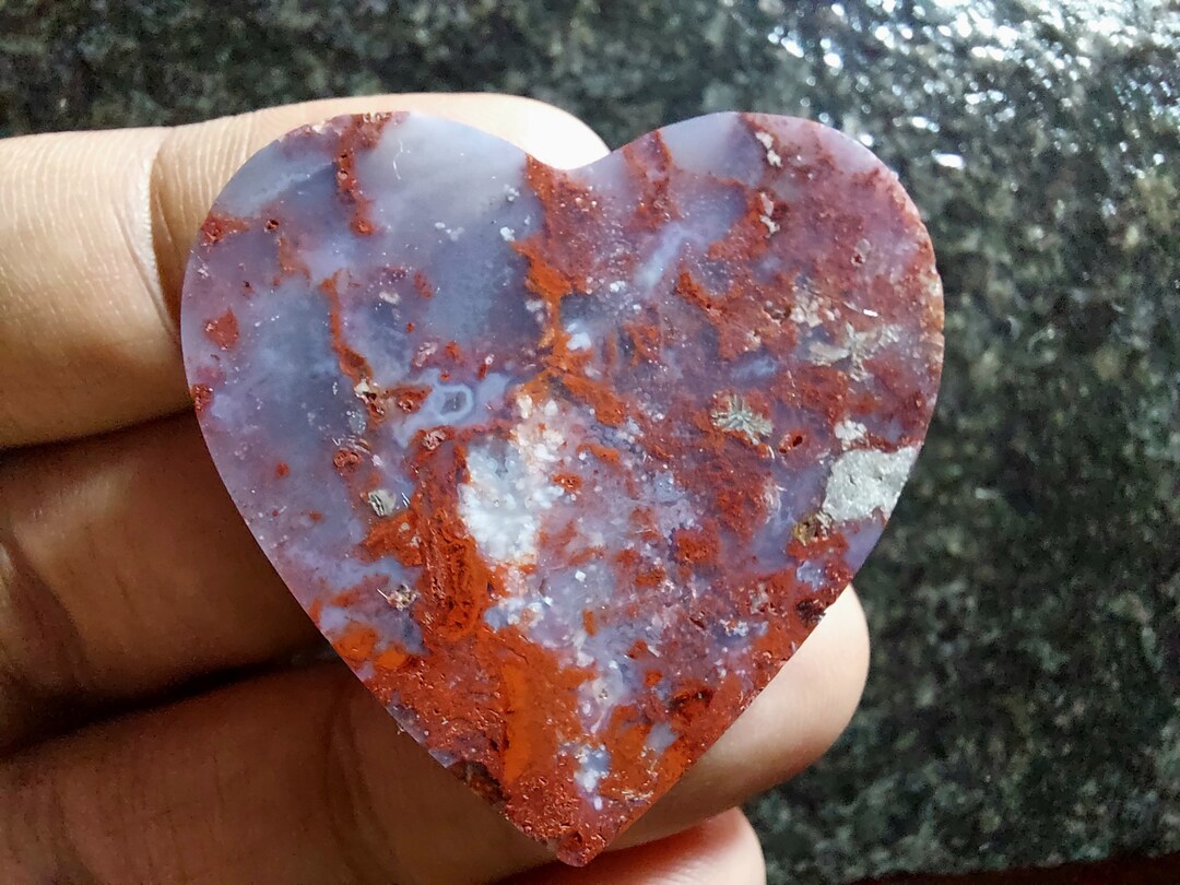 Indonesian Moss Blood Stone Heart Cabochon Size 38x38x7 Mm , Heart ...