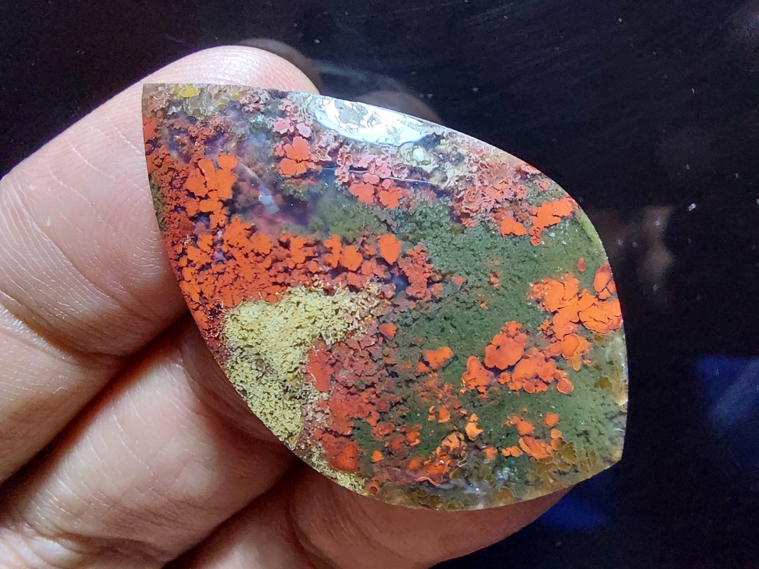 Unique Gift Indonesian Java Moss Blood Stone Cabochons 24x38x5 Mm for ...
