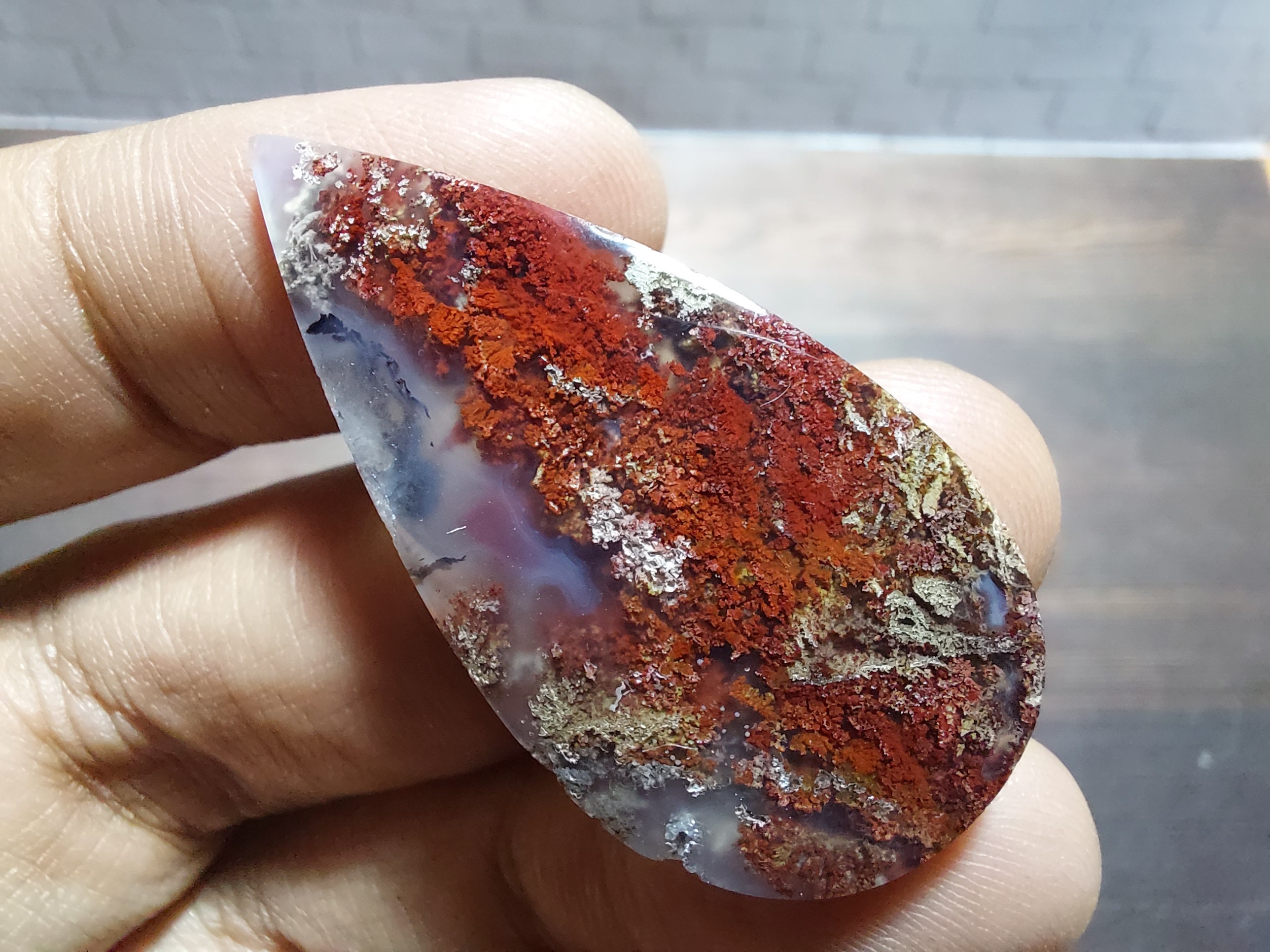 Java Moss Agate Gemstone Cabochons 21x41x 5 Mm for Wire Wrap Pendant ...