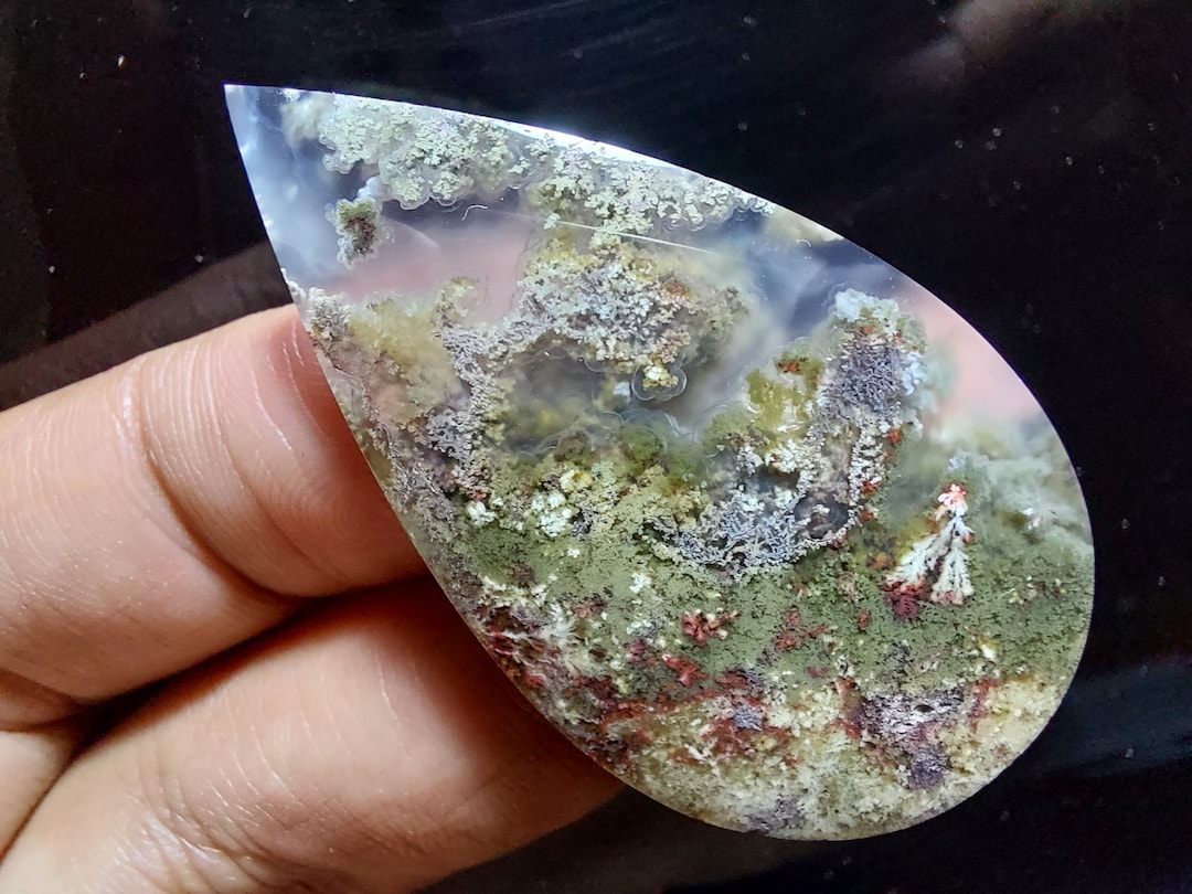 Scenic Moss Agate Cabochon 26x47x4 Mm, Genuine Scenic Moss Agate ...